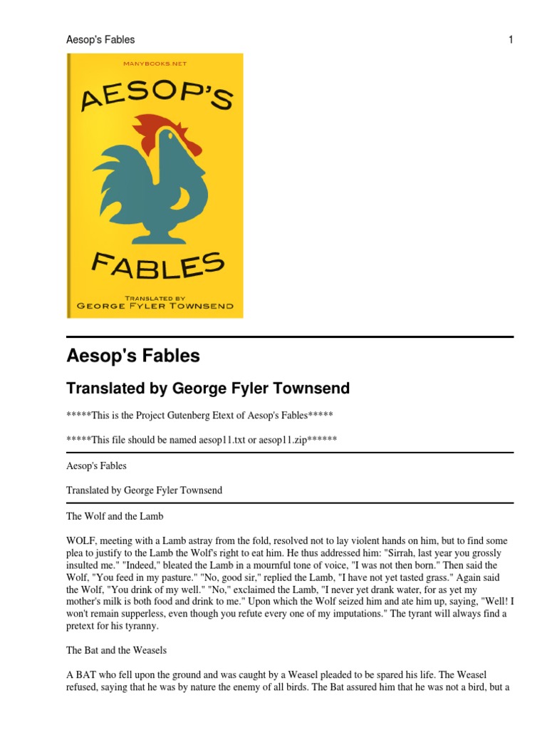 Aesop's Fables: Translated by George Fyler Townsend | PDF | Nature