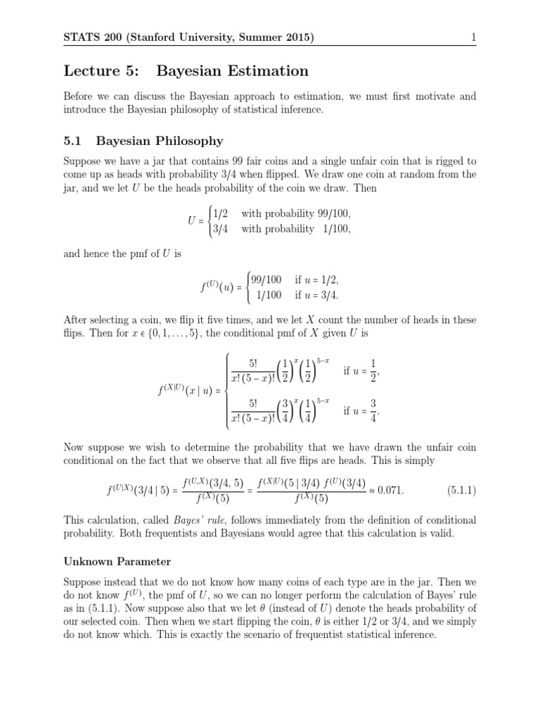 Lecture 5 | PDF | Bayesian Inference | Statistical Inference