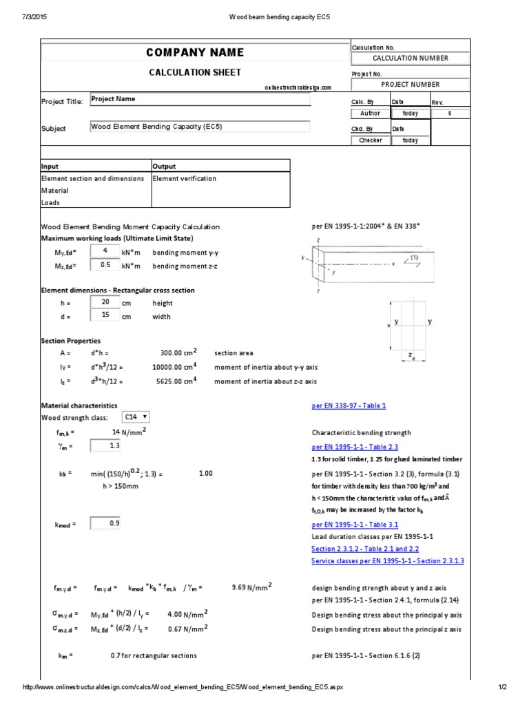 Wood Beam Bending Capacity EC5 | PDF | Bending | Beam (Structure)