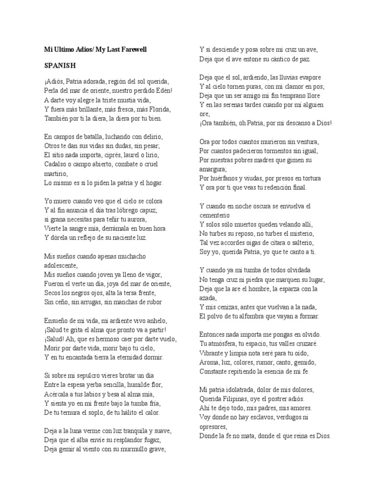 Mi Ultimo Adios | PDF | Filipinas | Religión y creencia