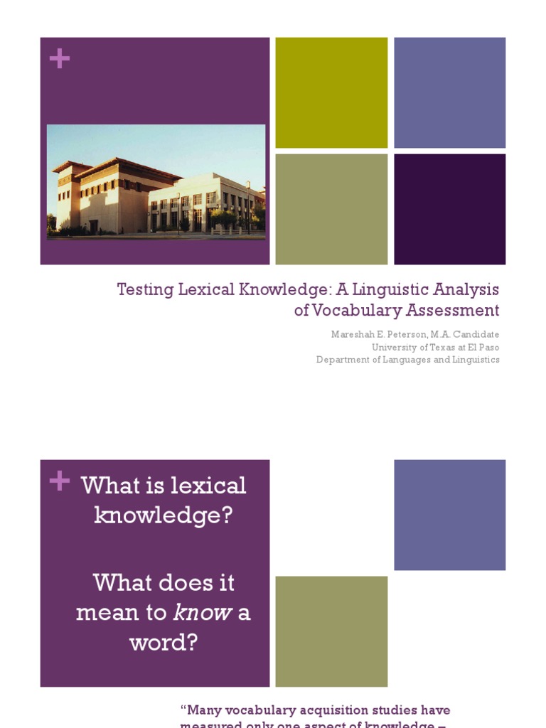 Testing Lexical Knowledge | PDF | Vocabulary | Language Acquisition