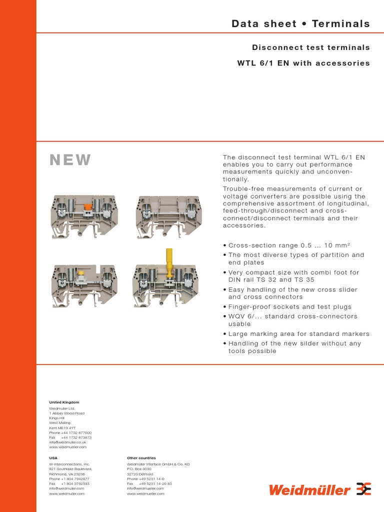 Disconnect Test Terminals WTL 6/1 EN with Accessories: Product Sheet ...