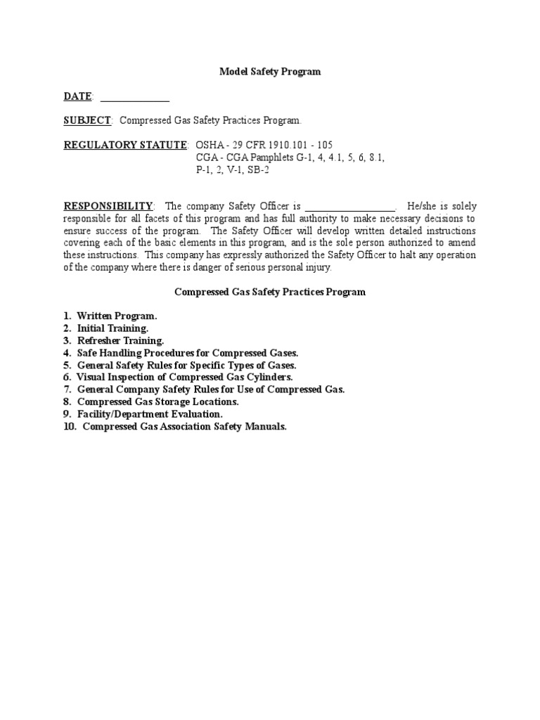 Compressed Gas Safety Program Guide | PDF | Cryogenics | Oxygen