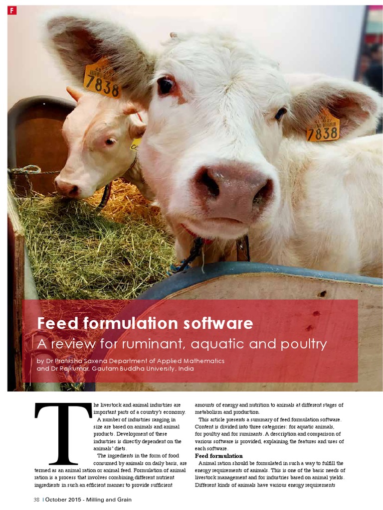 Feed Formulation Software - A Review For Ruminant, Aquatic and Poultry ...