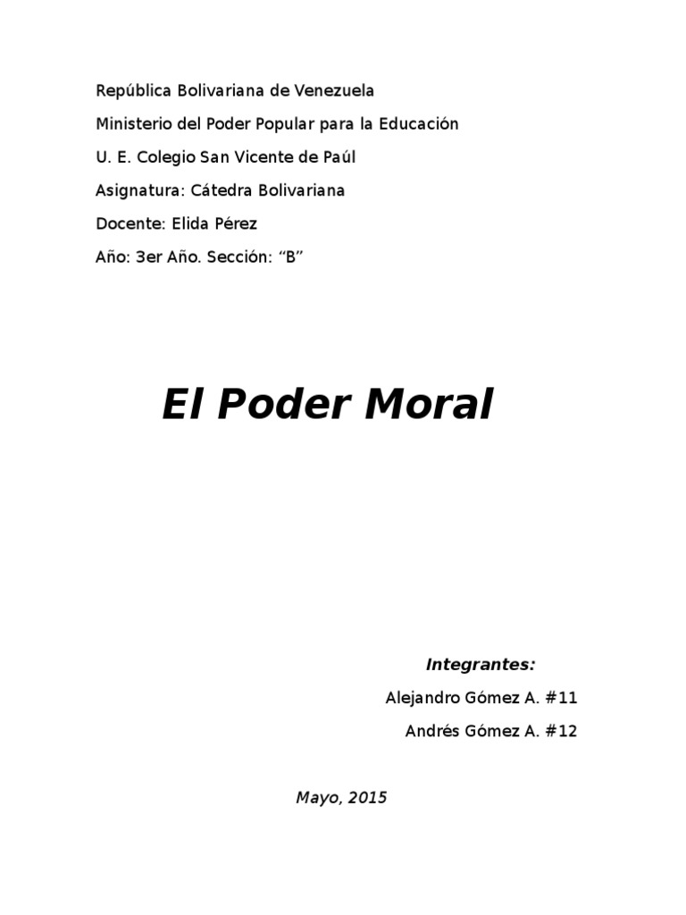 El Poder Moral en Venezuela | PDF | República | Moralidad