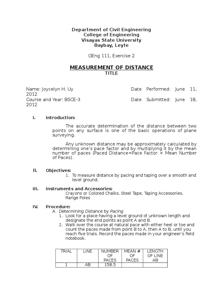 Generel Surveying Lab Report 2 | PDF | Surveying | Measurement