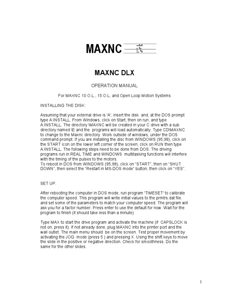 Maxnc OL Manual | PDF | Dos | Numerical Control