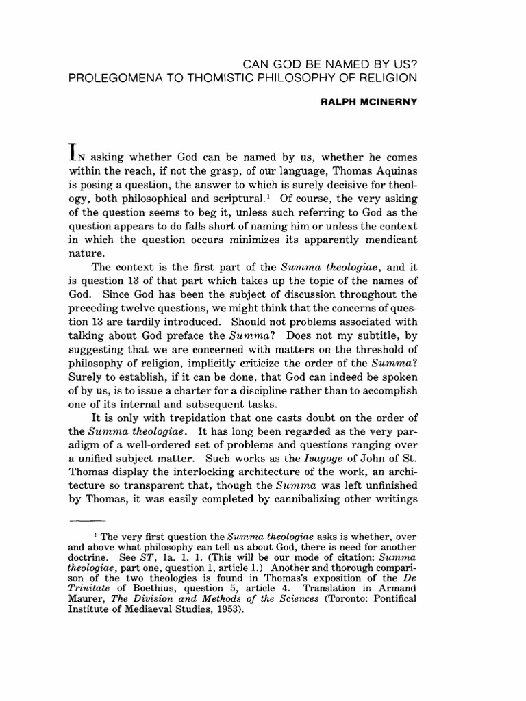 R. McInerny - Can God Be Named by Us | PDF | Existence | Philosophy R. McInerny - Can God Be Named by Us | PDF | Existence | Philosophy