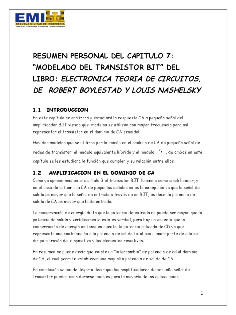 Resumen Capitulo 7 Del Boylestad | PDF | Transistor | Transistor de ...