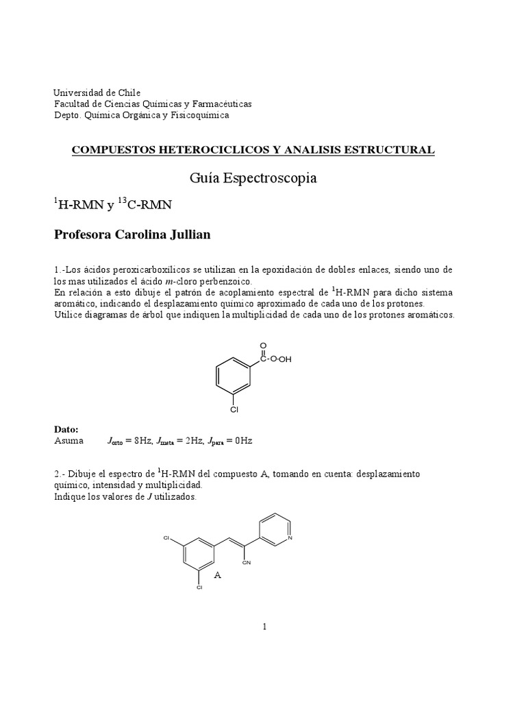 Guia Ejercicios RMN | PDF | Resonancia magnética nuclear | Aromaterapia
