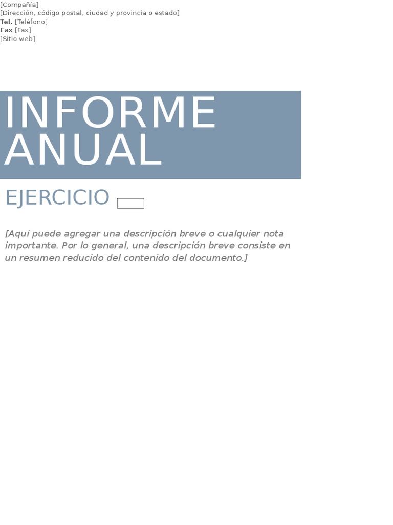 Ejemplo de Informe Anual | PDF | Tabla (base de datos) | Beneficio ...