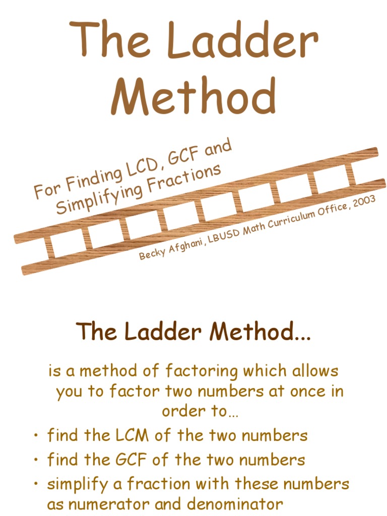 Ladder For GCF LCM Simp Frac | PDF | Fraction (Mathematics) | Algebra