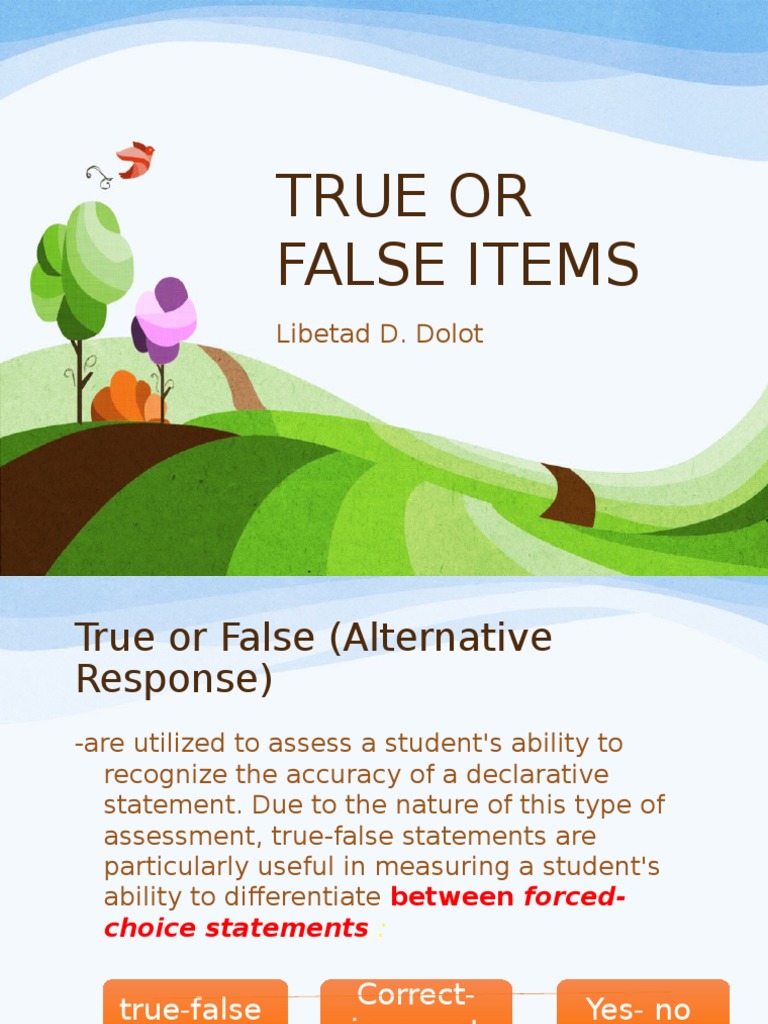 True or False Items | Download Free PDF | Multiple Choice ...