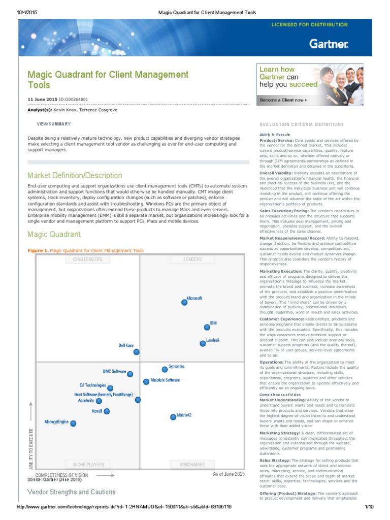 Magic Quadrant For Client Management Tools | PDF | Strategic Management ...