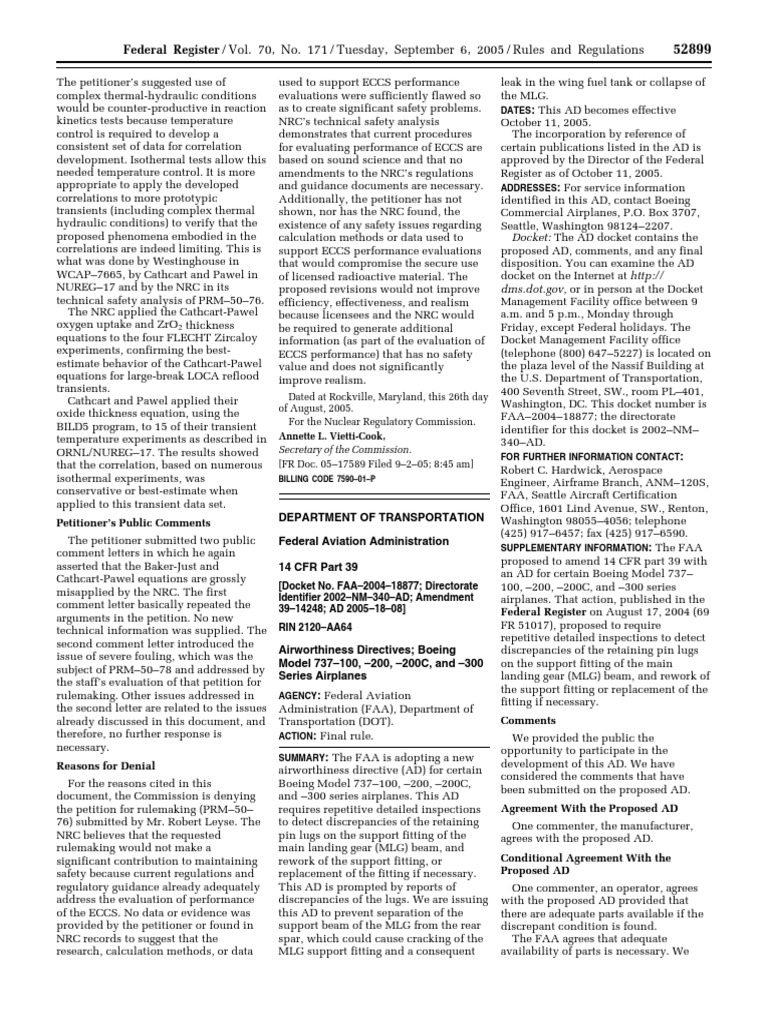 Rule: Airworthiness Directives: Boeing | PDF | Federal Aviation ...