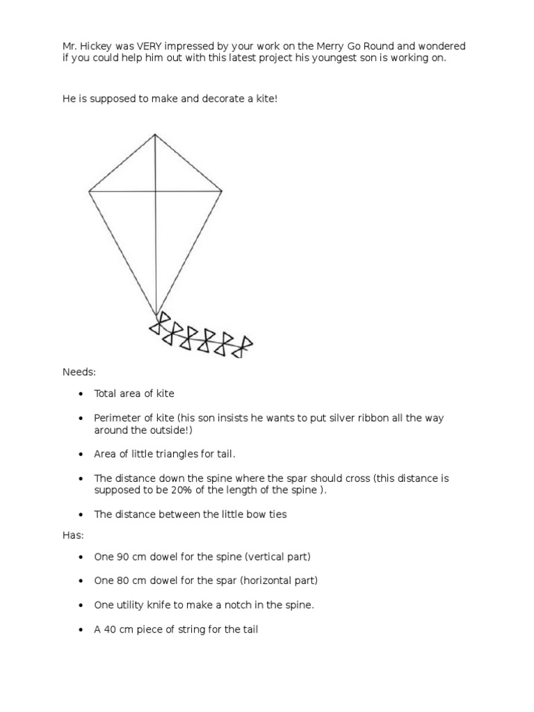 Kite Project (Areas and Perimeter of Kites) | PDF