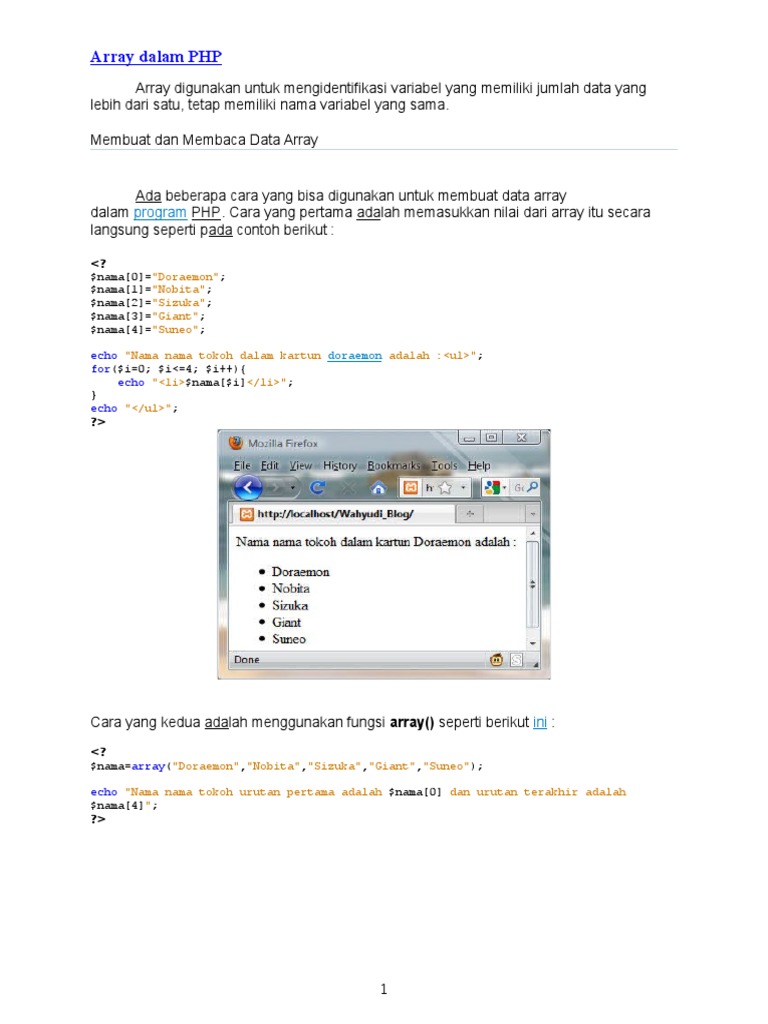 Panduan Array PHP untuk Pemula | PDF | Seni & Disiplin Bahasa