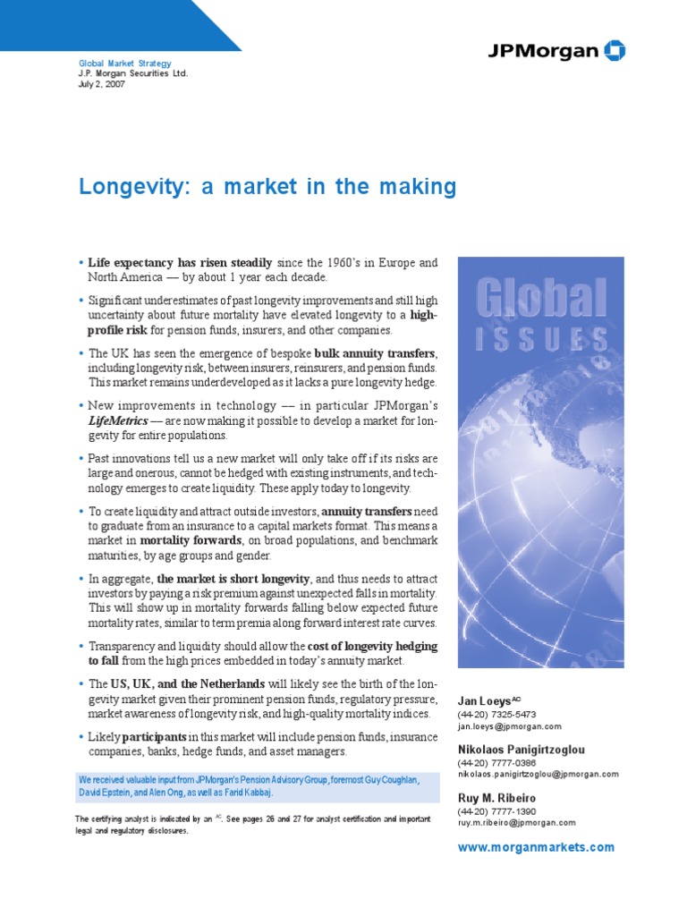 Longevity A Market in The Making | PDF | Life Expectancy | Insurance