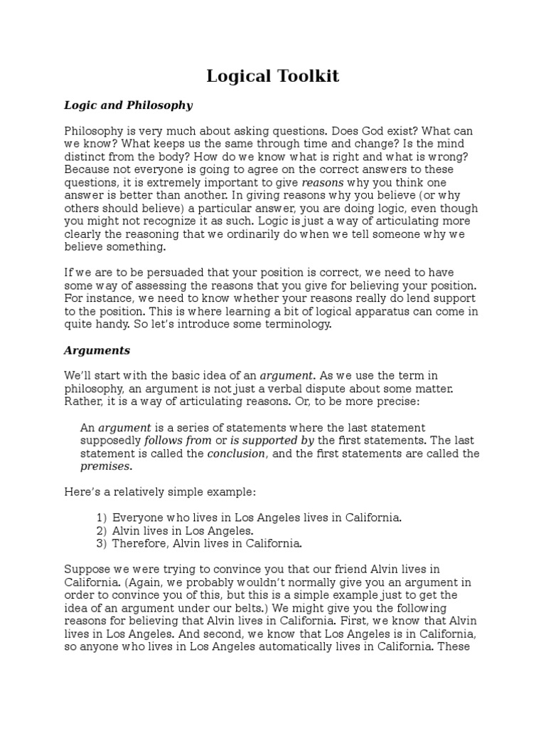 Logical Toolkit | PDF | Validity | Argument