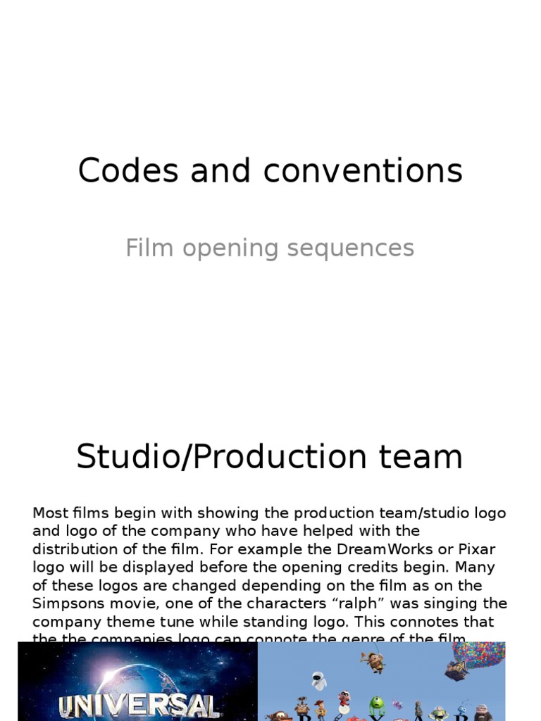 Opening Sequence Codes and Conventions | PDF | Narration | Entertainment