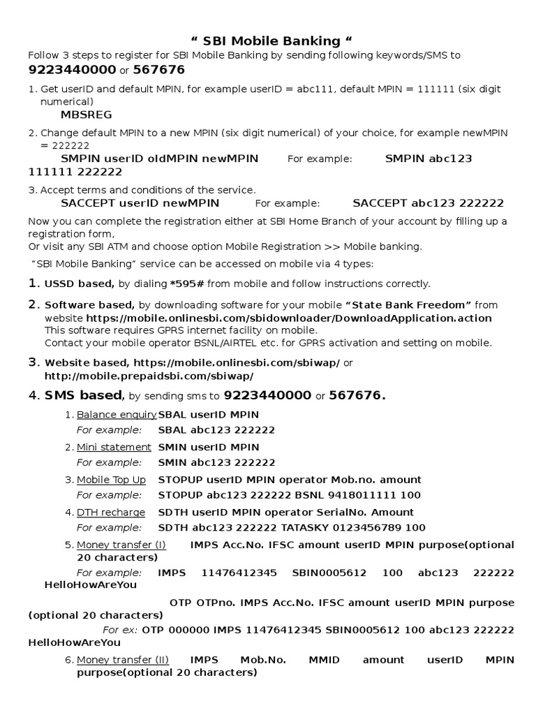 SBI Mobile Banking Registration Guide | PDF | Business | Computers