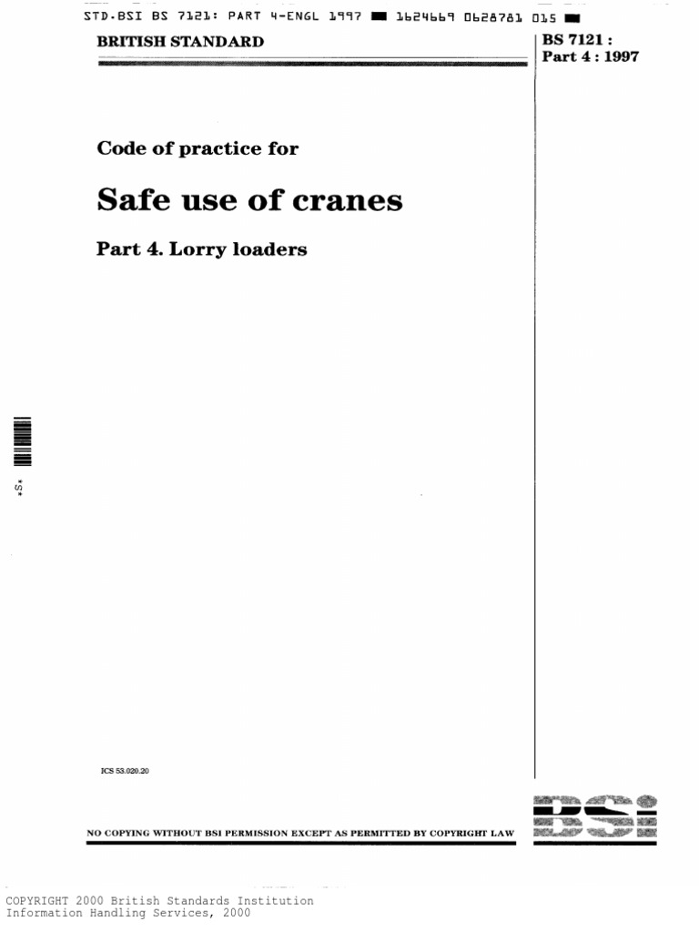 BS 7121-PART4-1997 (Code of Practice For Safe Use of Cranes-L PDF | PDF