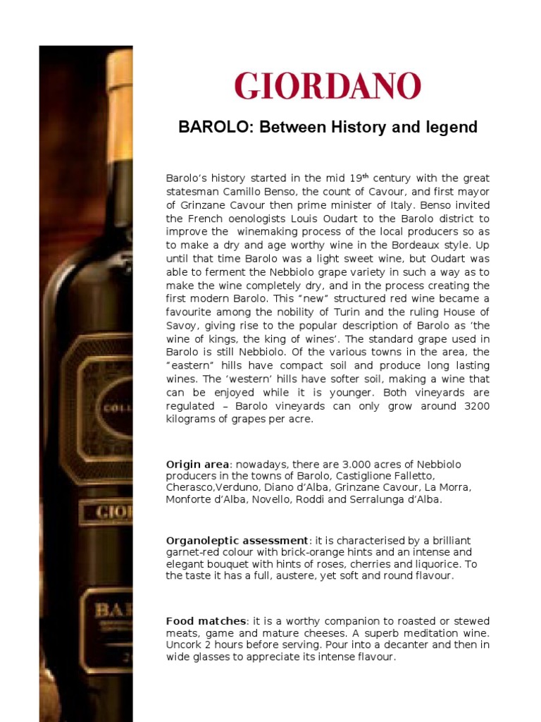 BAROLO: Between History and Legend | PDF | Travel | Art
