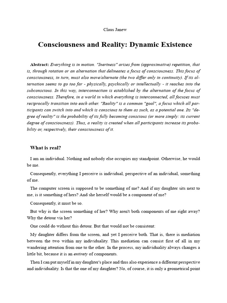 Dynamic Existence: Claus Janew | PDF | Consciousness | Reality