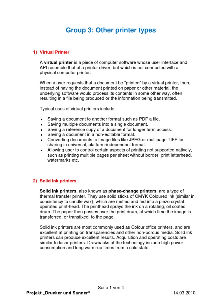 Types of Printers Explained | PDF | Printer (Computing) | Publishing