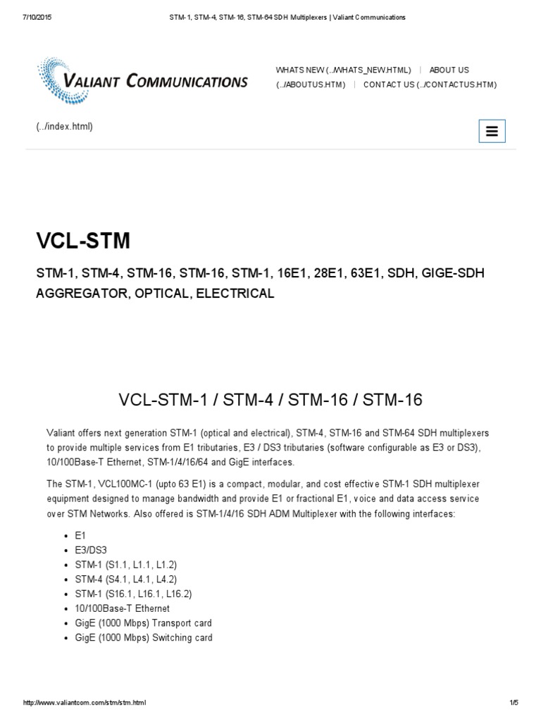 STM-1, STM-4, STM-16, STM-64 SDH Multiplexers | PDF | Computer ...