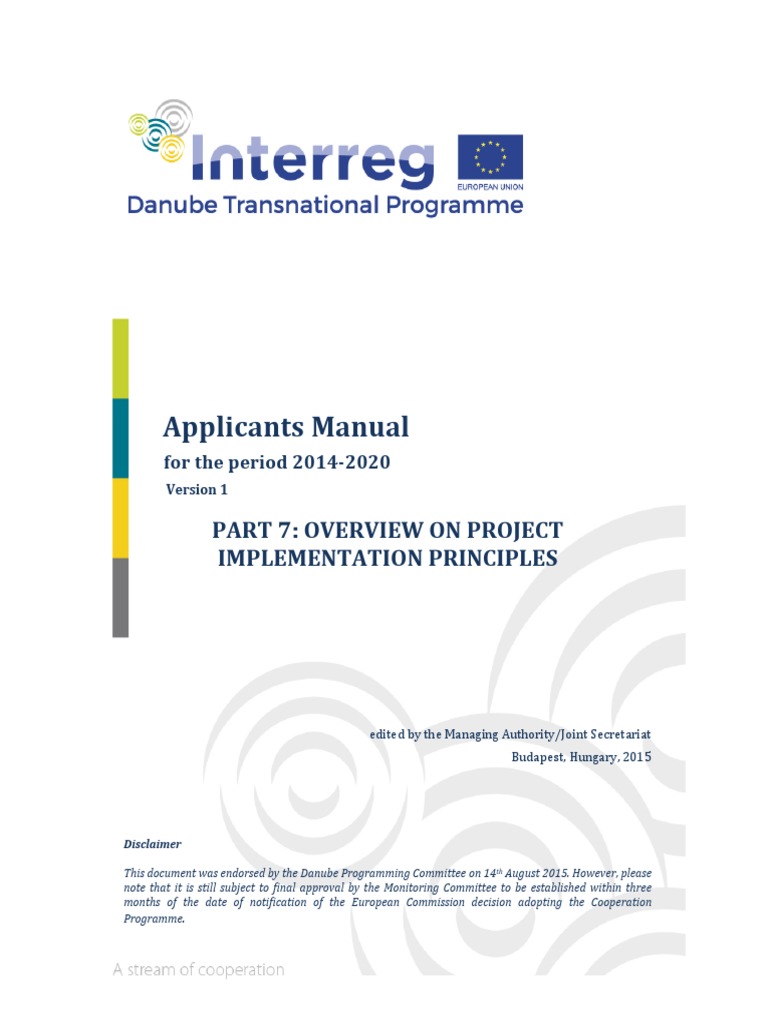 Part 7 DTP Applicants Manual Overview On Project Implementation ...