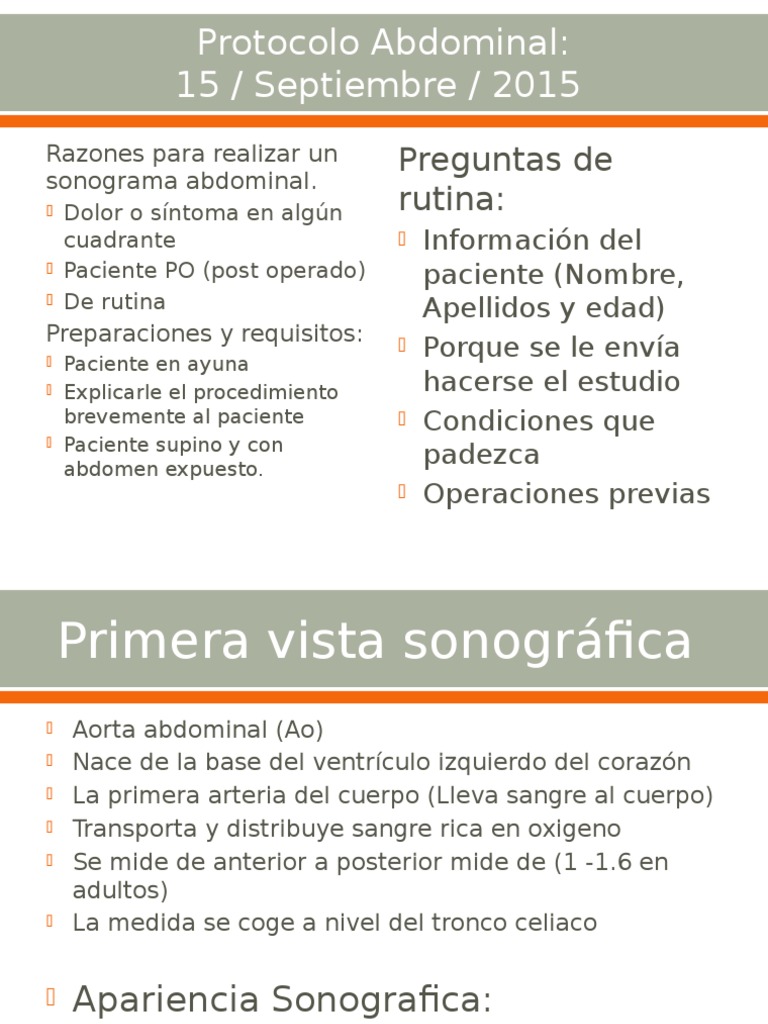 Protocolo de Sonograma Abdominal | PDF | Abdomen | Fisiologia Animal