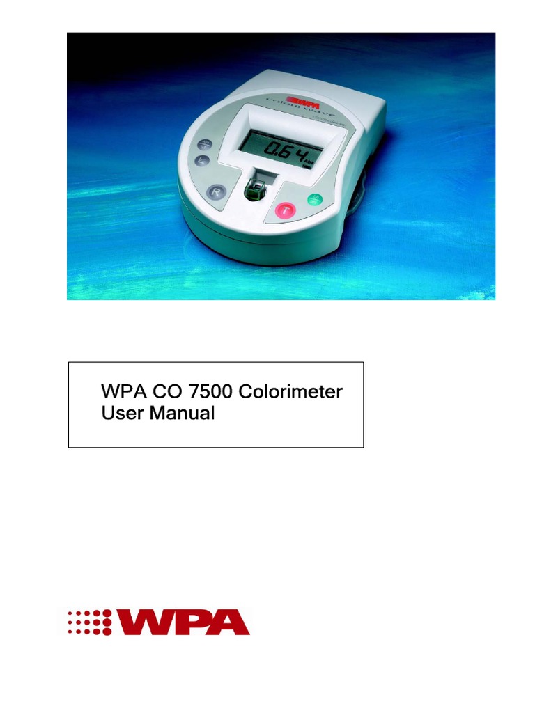 WPA CO 7500 Colorimeter User Manual | PDF | Absorbance | Battery ...