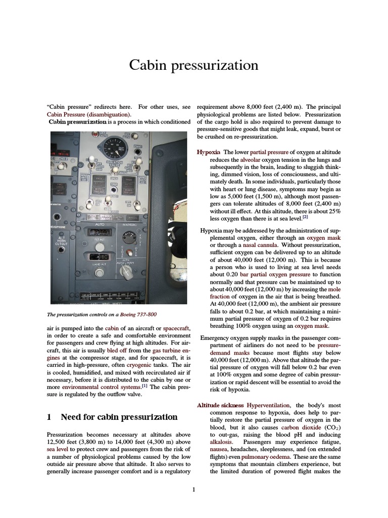 1 Need for cabin pressurization