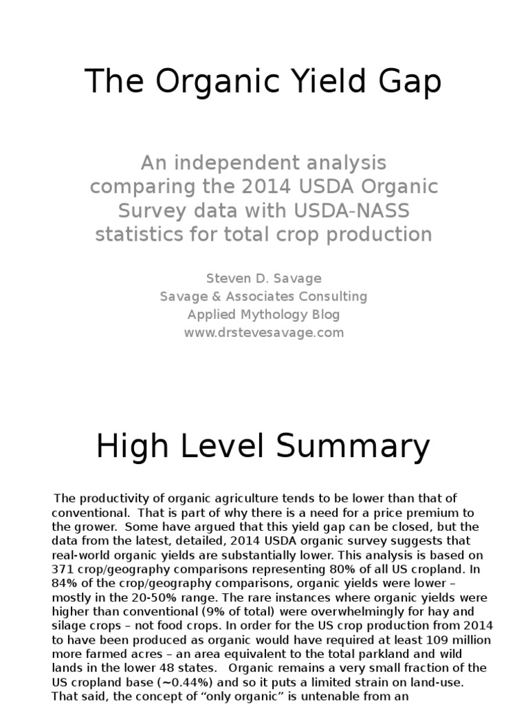 The Yield Gap For Organic Farming | PDF | Organic Farming | Farms