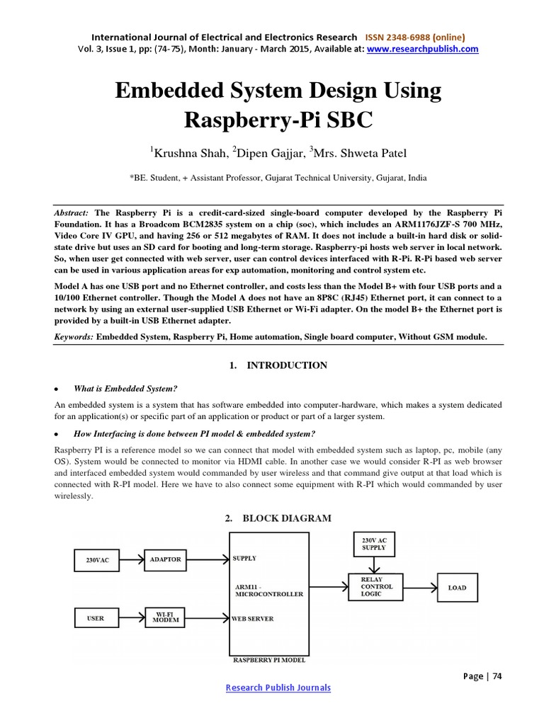 Raspberry Pi in Embedded System Design | PDF | Raspberry Pi | Embedded ...
