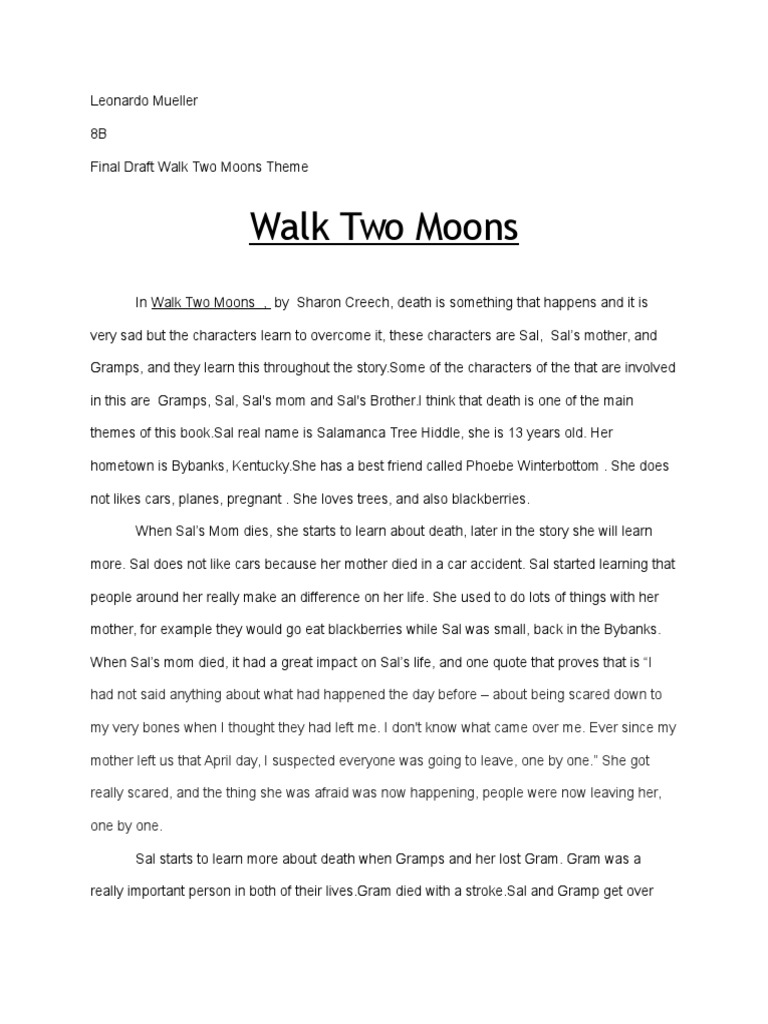 Walk Two Moons Theme Essay | PDF