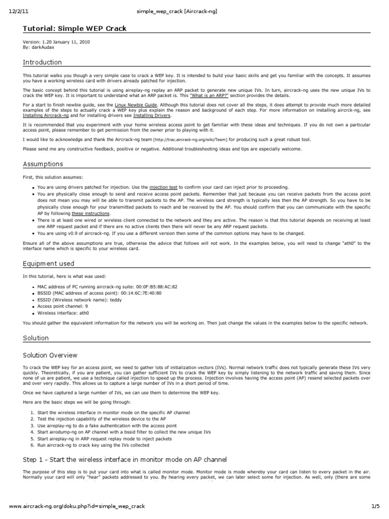 Simple Wep Crack (Aircrack-Ng) | Download Free PDF | Wireless Access ...