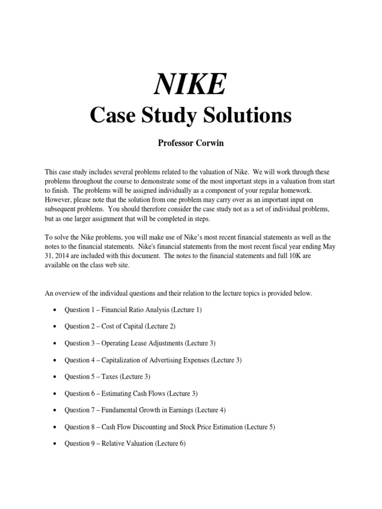 Nike Solutions Incomplete | PDF | Cost Of Capital | Beta (Finance)
