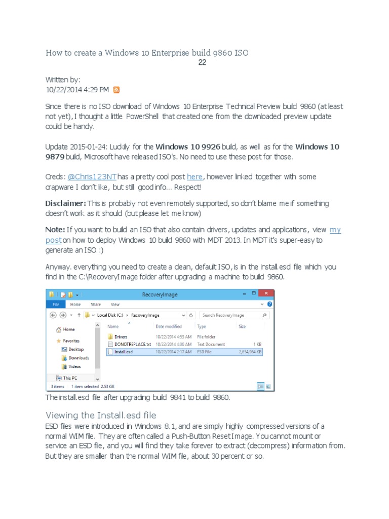 How To Create A Windows 10 Enterprise Build 9860 ISO | PDF | Windows 10 ...