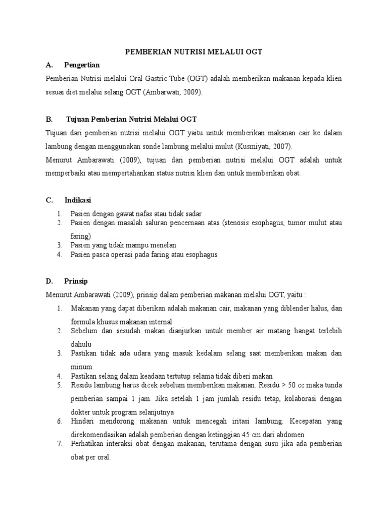 Pemberian Nutrisi Melalui Ogt | PDF