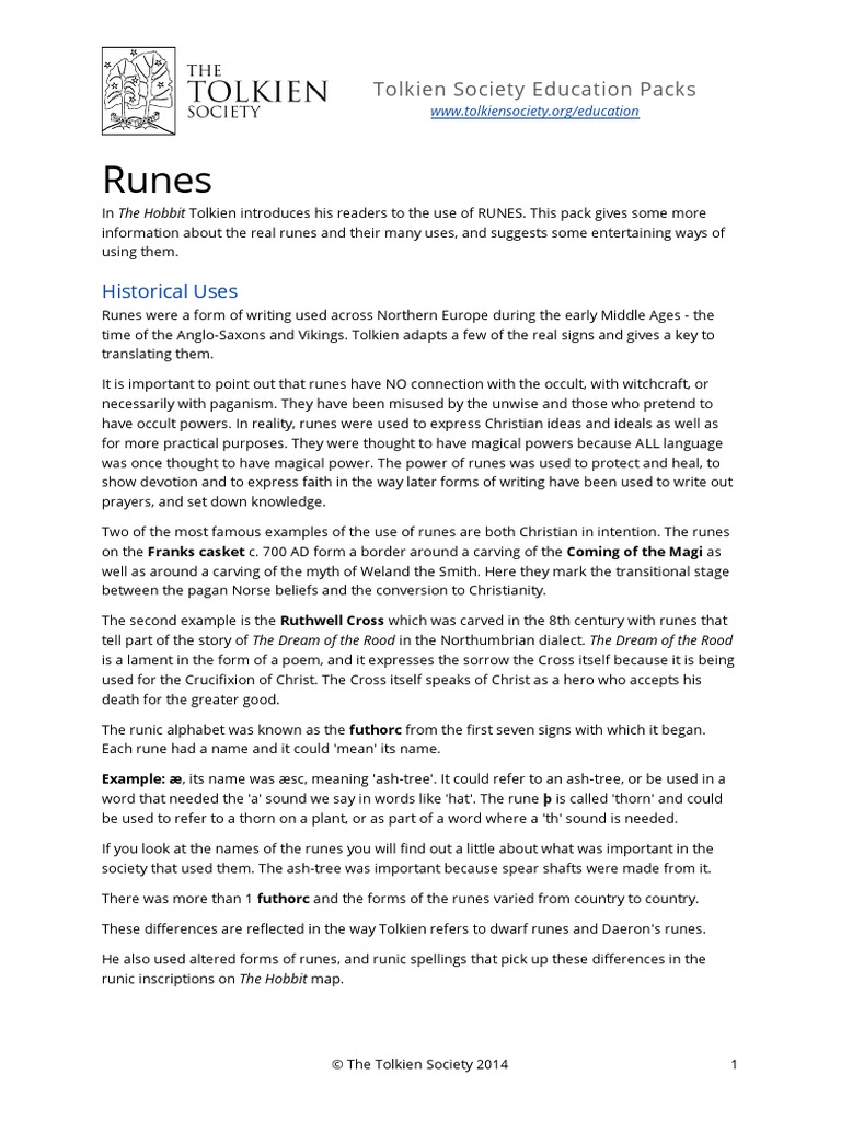 Tolkien Runes | PDF | Runes | The Hobbit