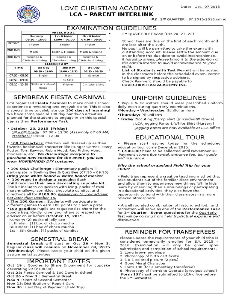 Interlink#2 2ND QUARTER: SY 2015-2016.smhd | PDF | Test (Assessment ...