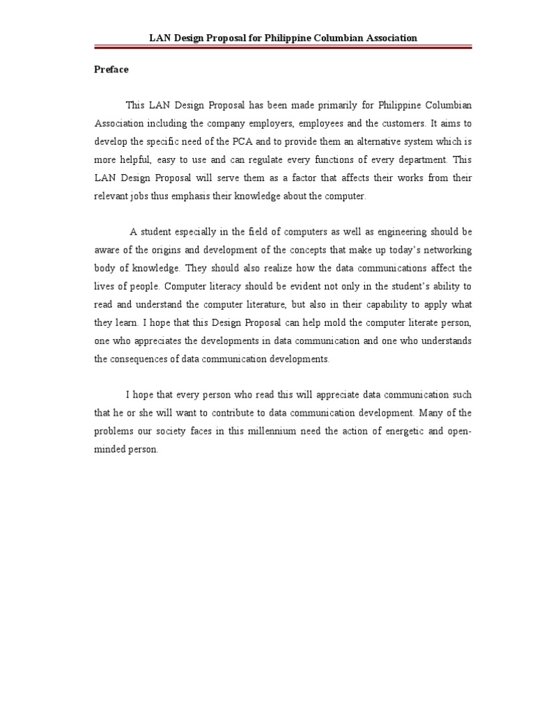 LAN Design Proposal For Philippine Columbian Association | PDF | Local ...