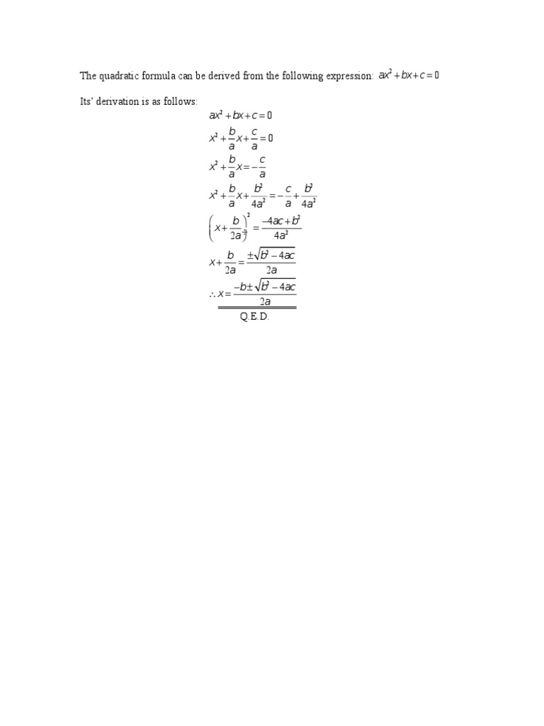 Deriving the Quadratic Formula | PDF | Teaching Methods & Materials