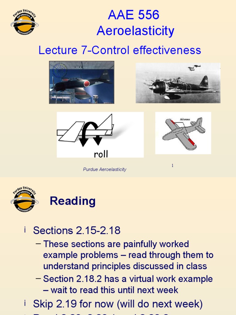 Lecture 7 Control Effectiveness Aae 556 Aeroelasticity Pdf Lift