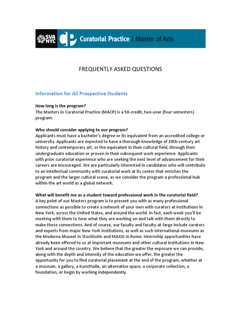 SVA Sva Curatorial Practice Faq | PDF | Undergraduate Education | Academia