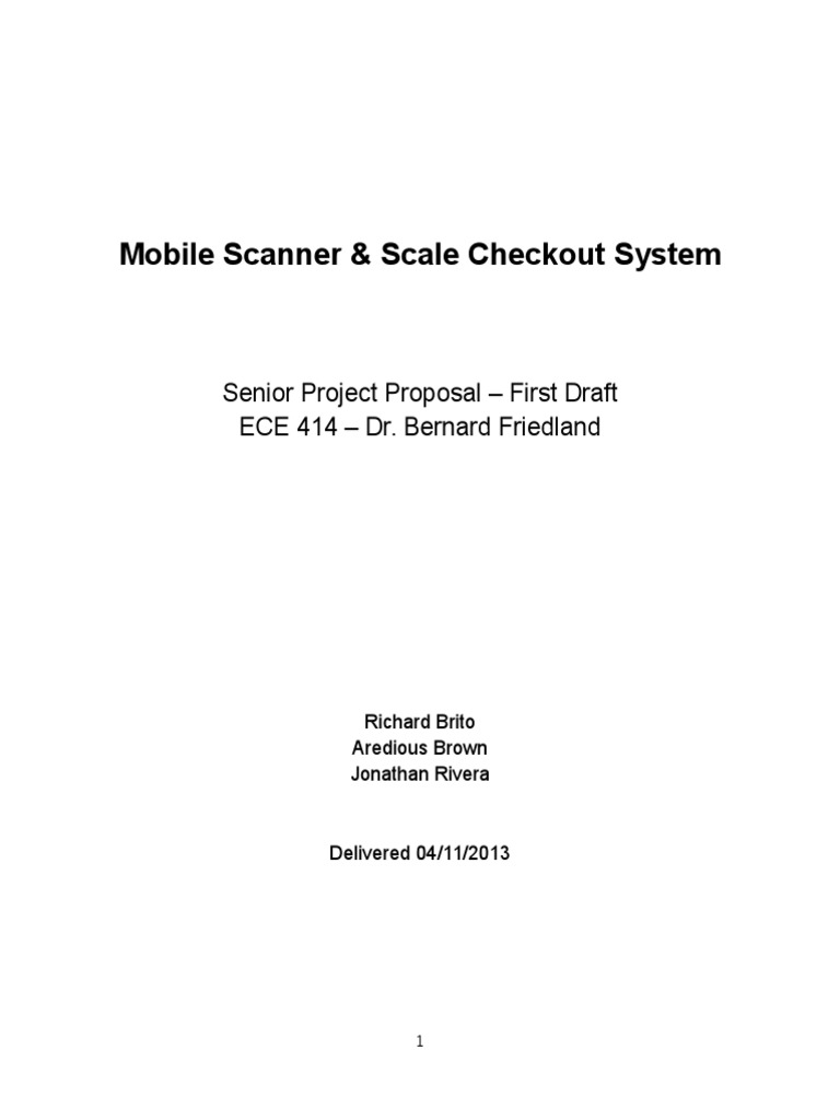 Mobile Scanner & Scale Checkout System: Senior Project Proposal - First ...