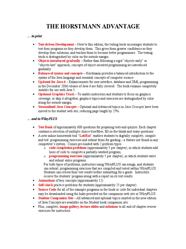 The Horstmann Advantage | PDF | Java (Programming Language) | Computer Programming