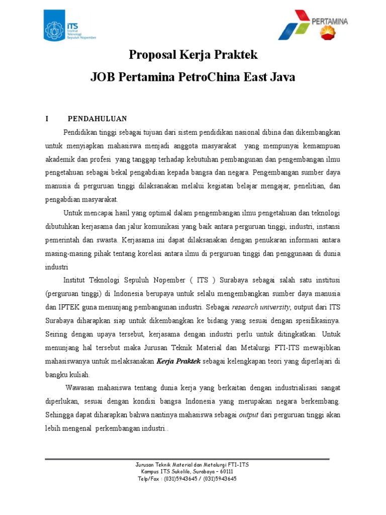 Proposal Kerja Praktek Petrochina | PDF